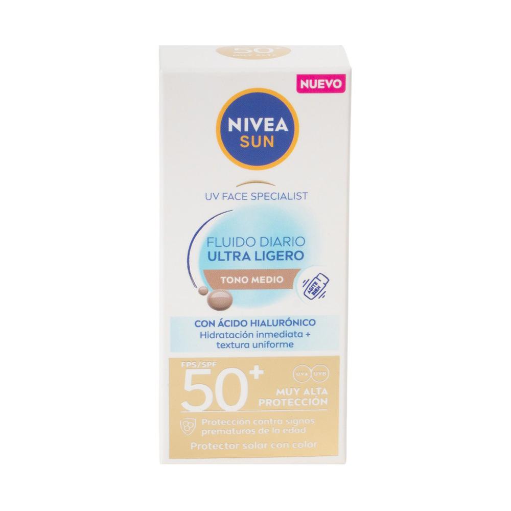 Protector Solar con Color Nivea Sun Fluido Diario Ultra Ligero Tono ...
