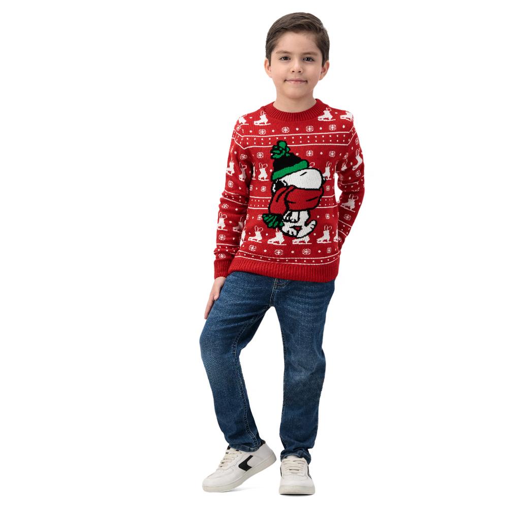 Suéter Navideño Woolworth Niño Diseño Snoopy Con Bufanda Peanuts | DelSol