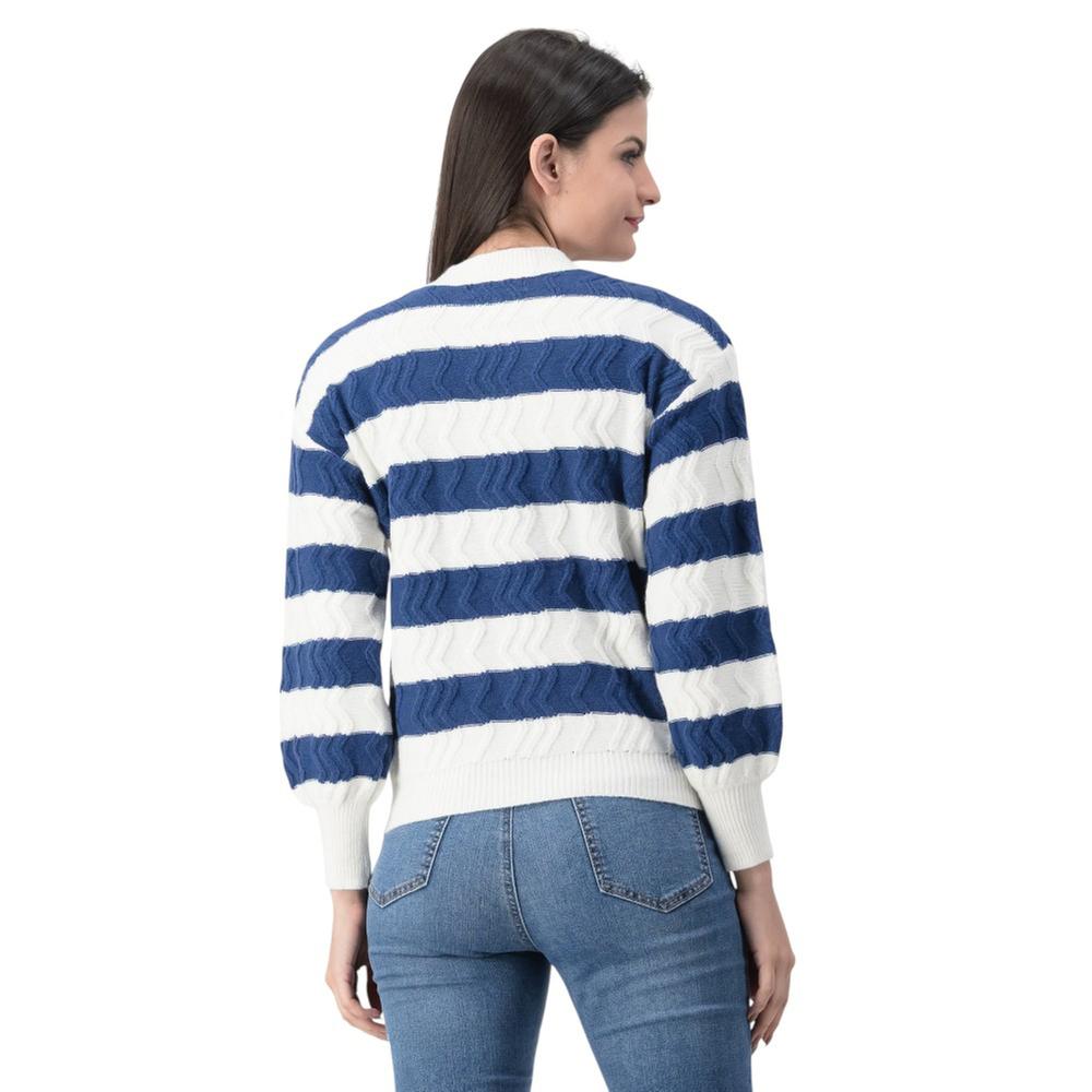 Suéter Mxstaza Mujer Cerrado a Rayas Horizontales | DelSol