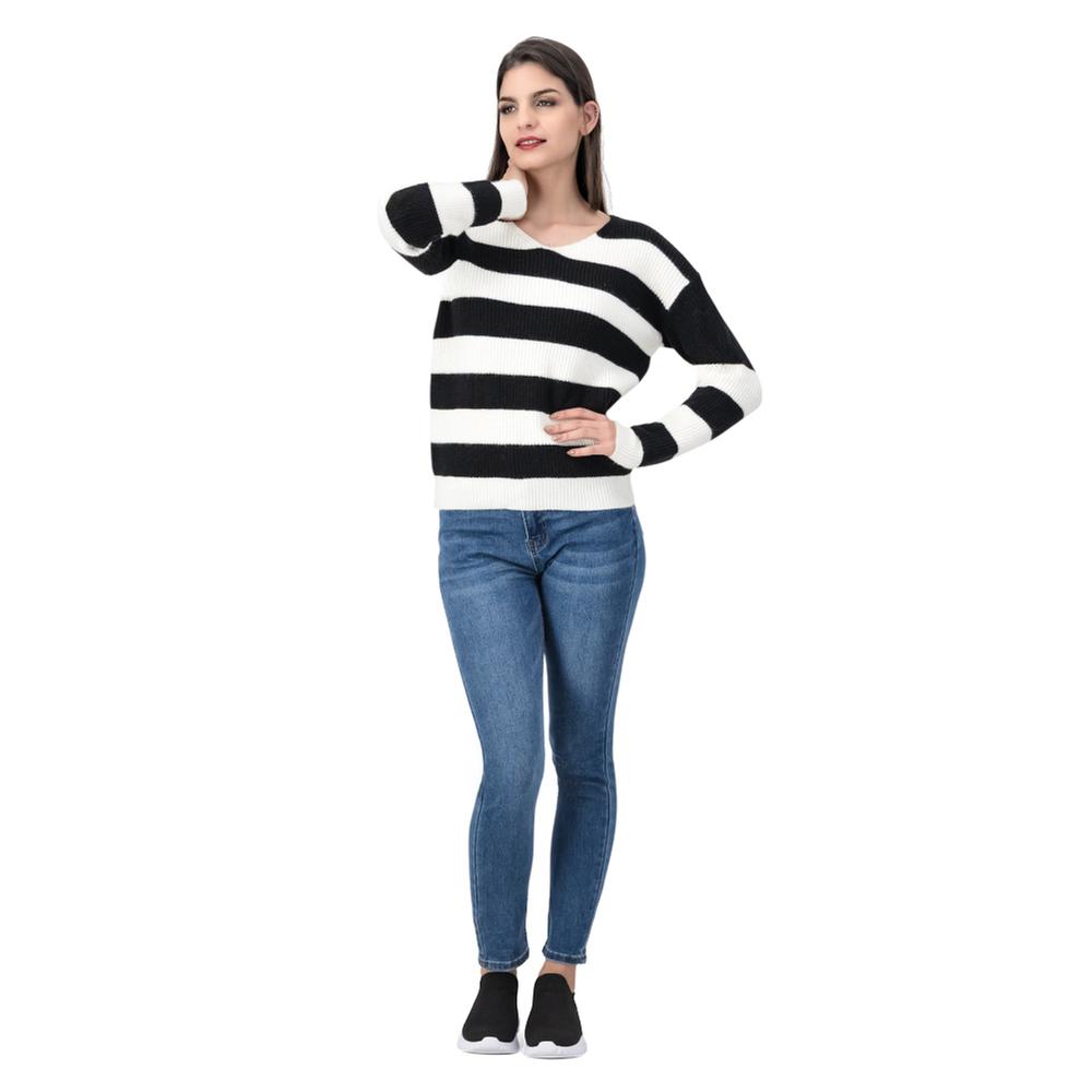 Suéter Mxstaza Mujer Cerrado Diseño Rayas Horizontales | DelSol
