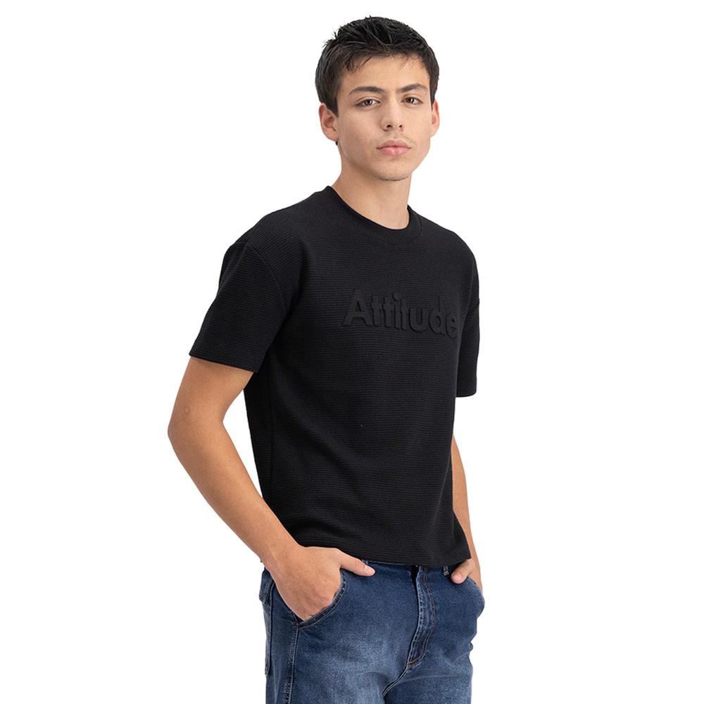 Playera Hummo Hombre Diseño Attitude En Relieve Negro | DelSol