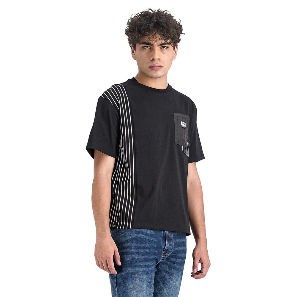 Playera Hummo Hombre Diseño Líneas En Costado Negra | DelSol