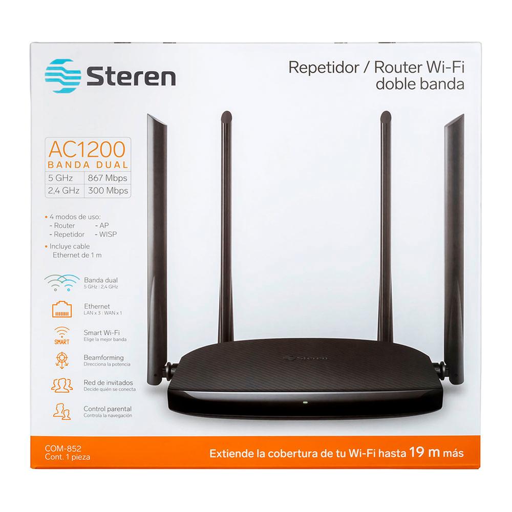Router Wi-Fi Doble Banda Steren Negro COM-852 | DelSol