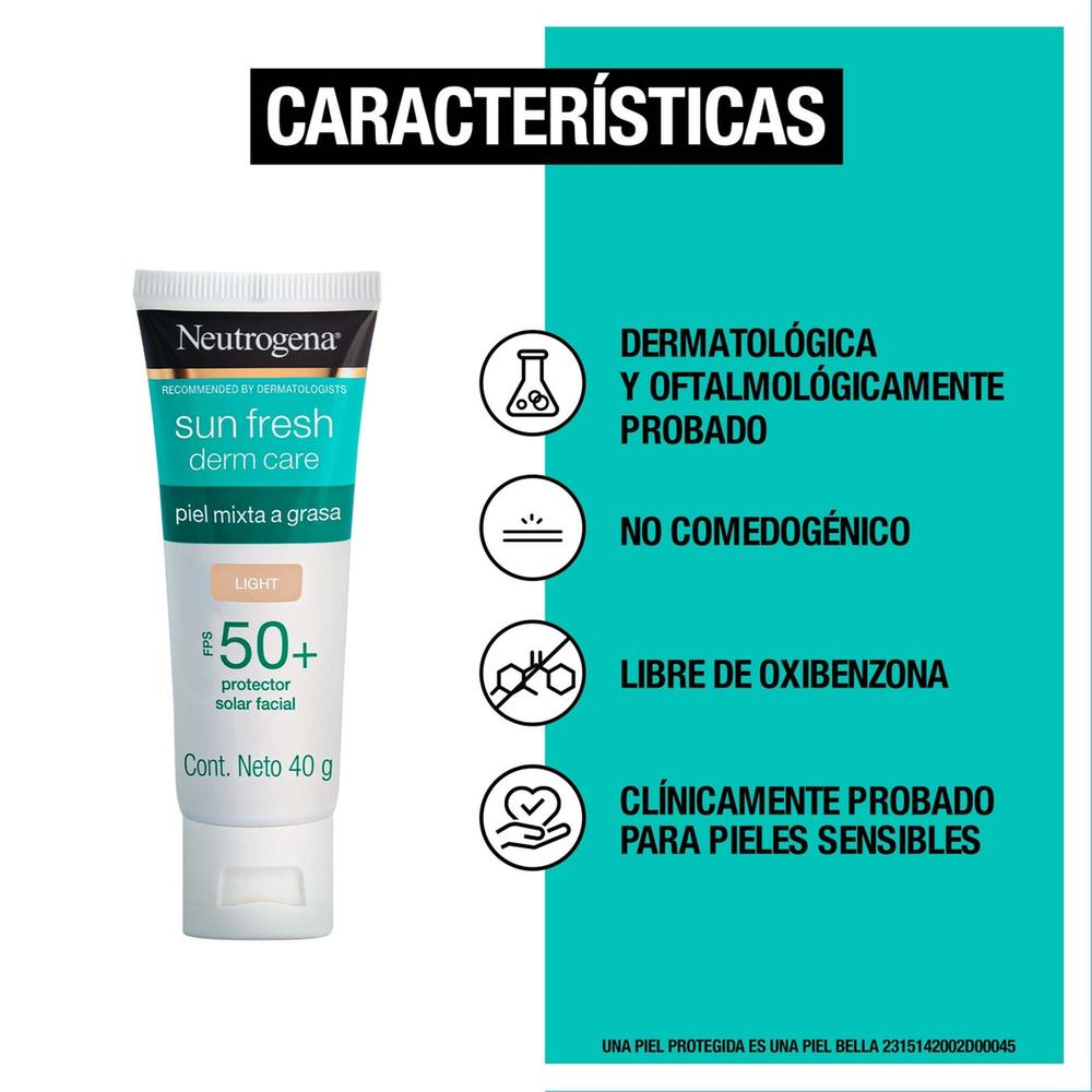 Protector Solar Facial Neutrogena Sun Fresh Tono Claro FPS50+ 40 g | DelSol