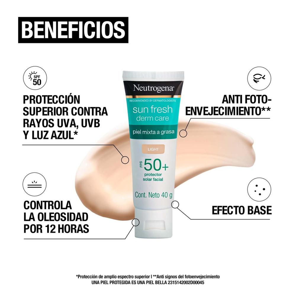 Protector Solar Facial Neutrogena Sun Fresh Tono Claro FPS50+ 40 g | DelSol